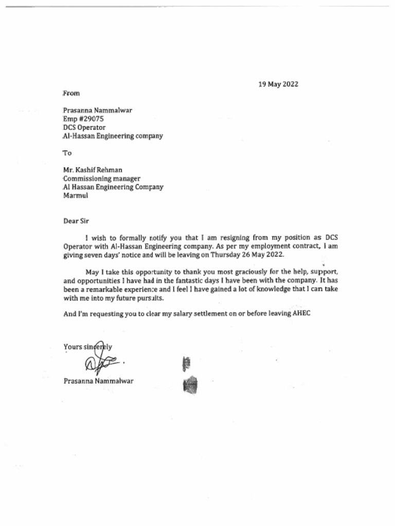 Resign Letter | PDF