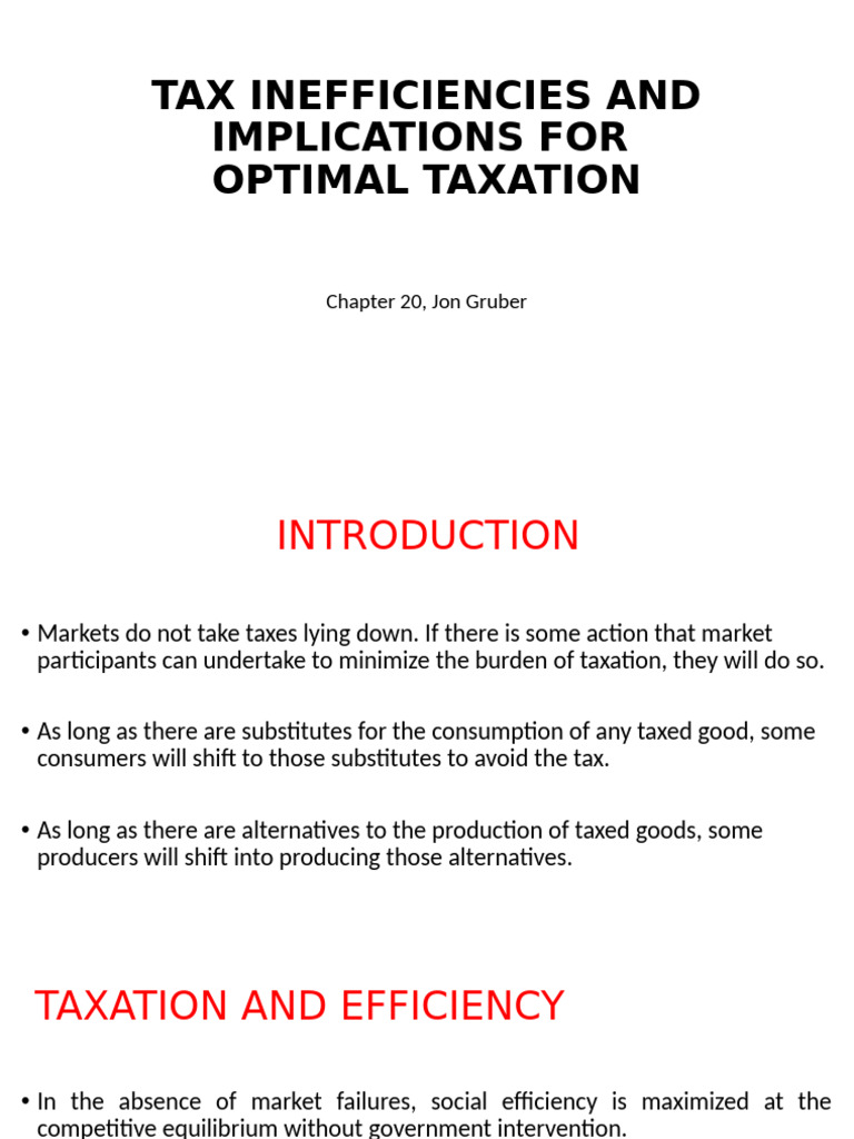 Tax Inefficiency Optimal Tax - 2025 | PDF | Taxes | Elasticity (Economics)