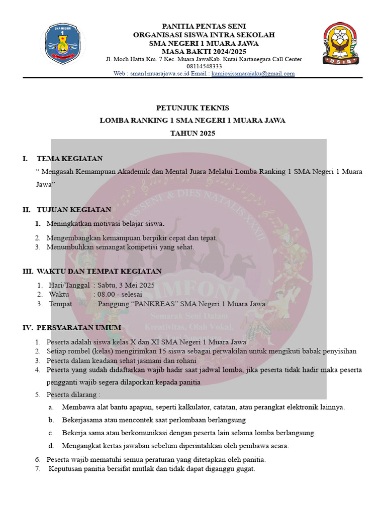 Petunjuk Teknis Lomba Ranking 1 | PDF