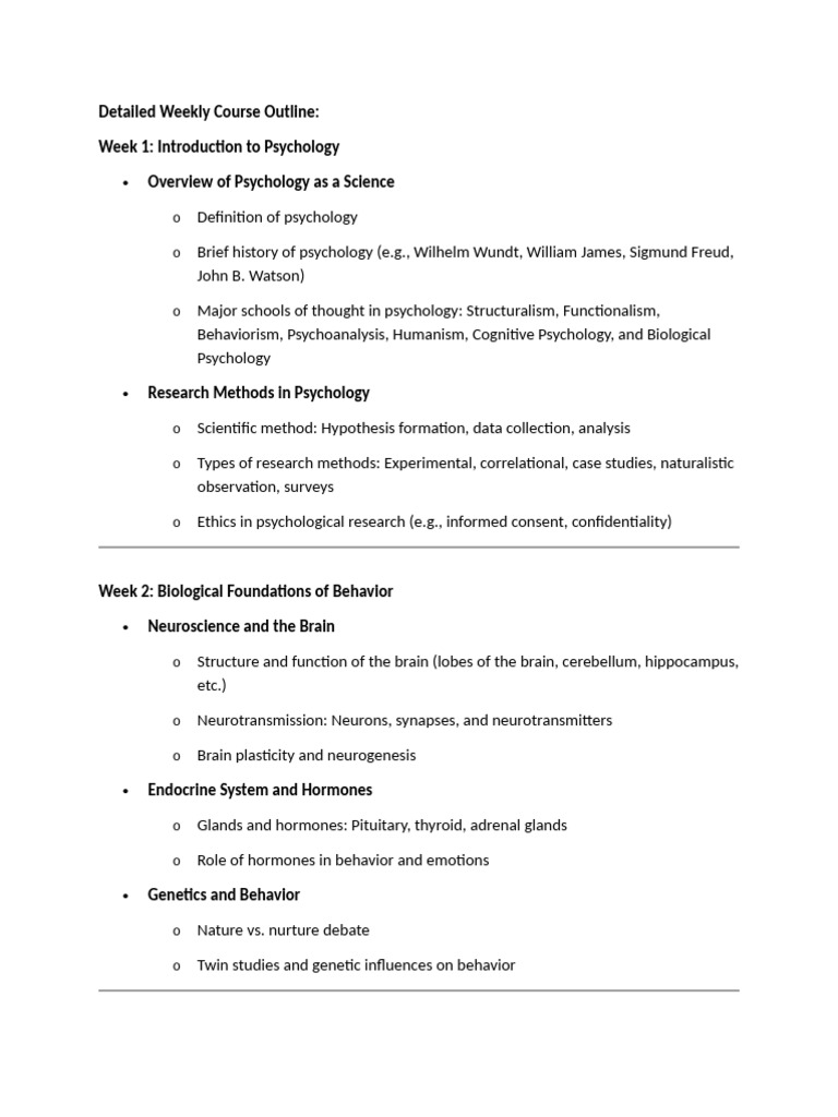 Psychology Course Outline | PDF | Psychology | Perception