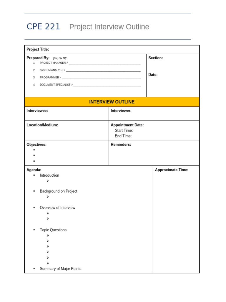 Project Interview Outline | PDF