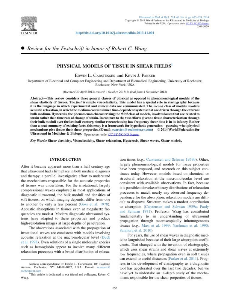 Physical Model of Soft Tissue | PDF | Stress (Mechanics) | Waves