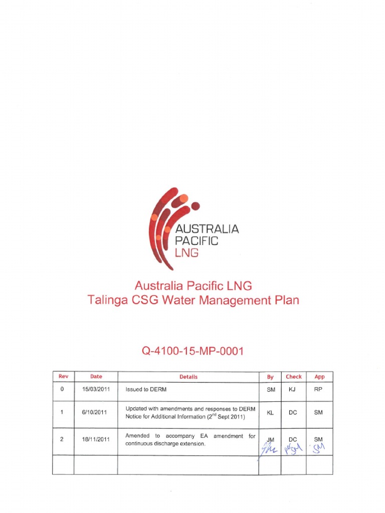 APLNG: Talinga CSG Water Management Plan | PDF | Water Resources ...