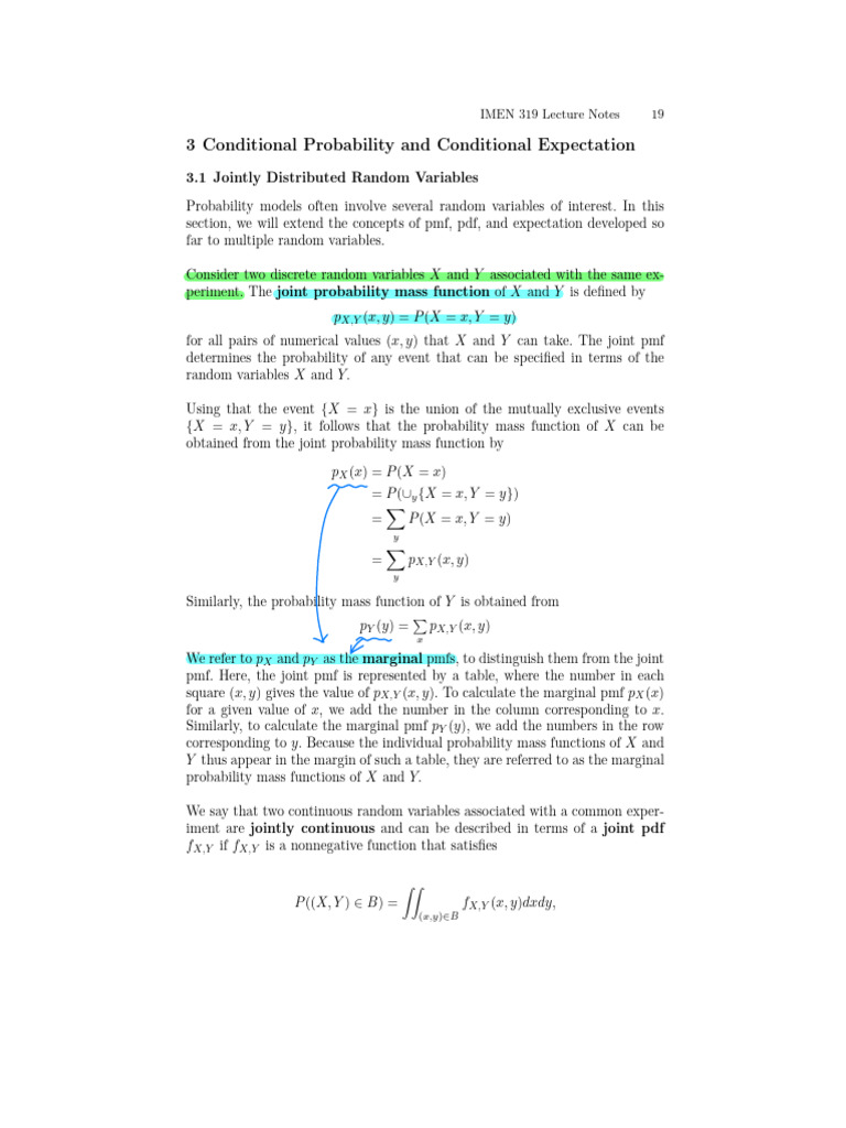 IMEN319 2.conditional Probability | PDF | Probability Density Function | Expected Value