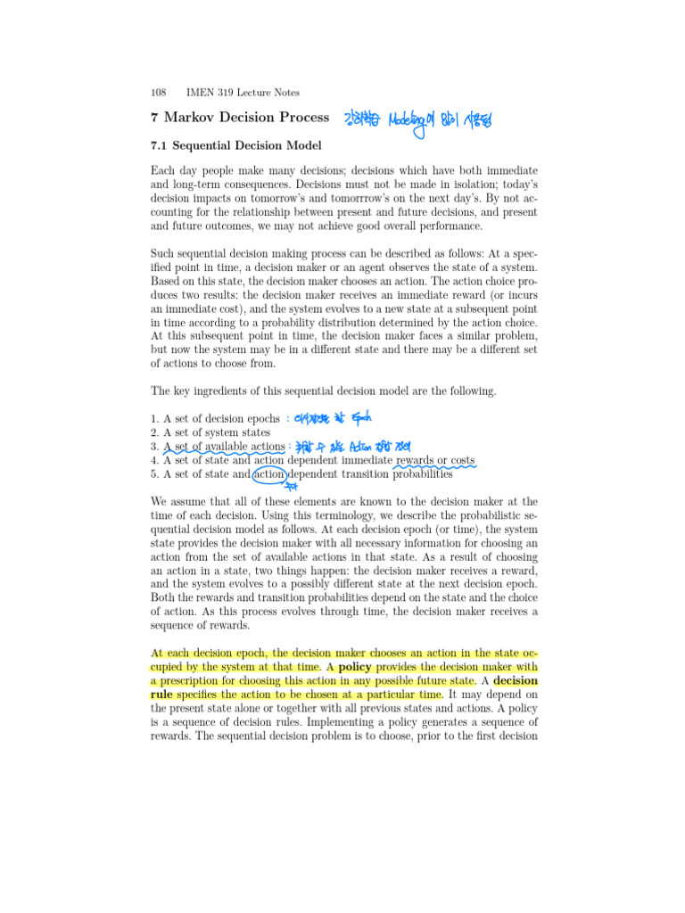 IMEN319_6. Markov Decision Process | PDF | Markov Chain | Inventory