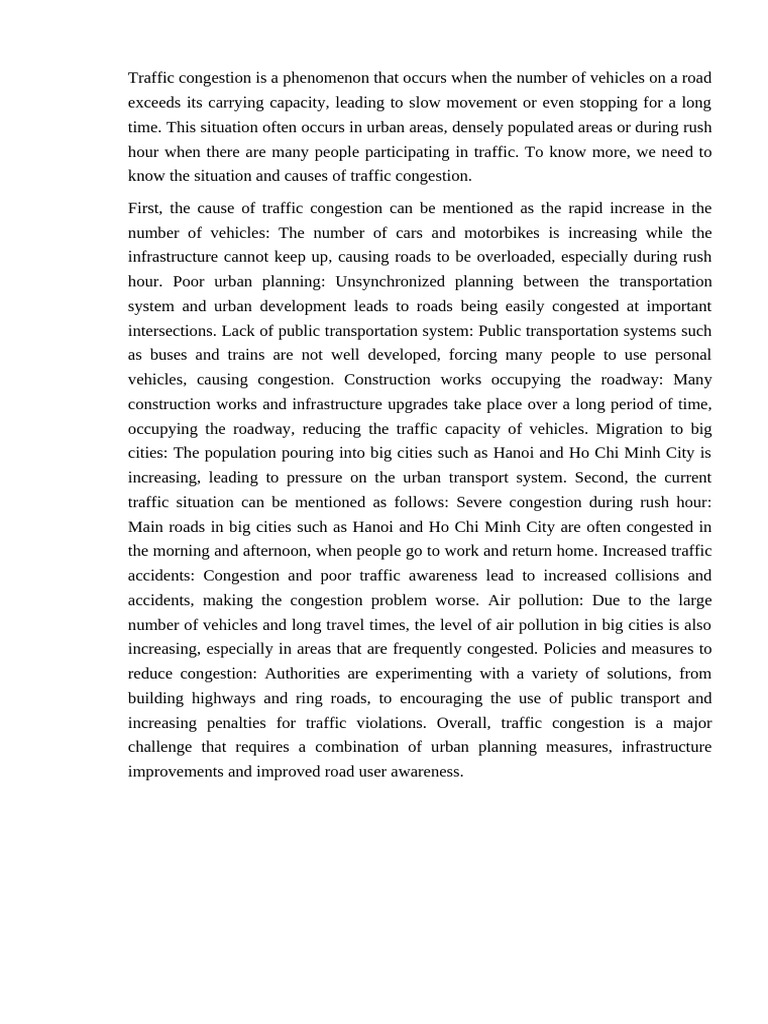 Traffic Congestion (Problem) | PDF