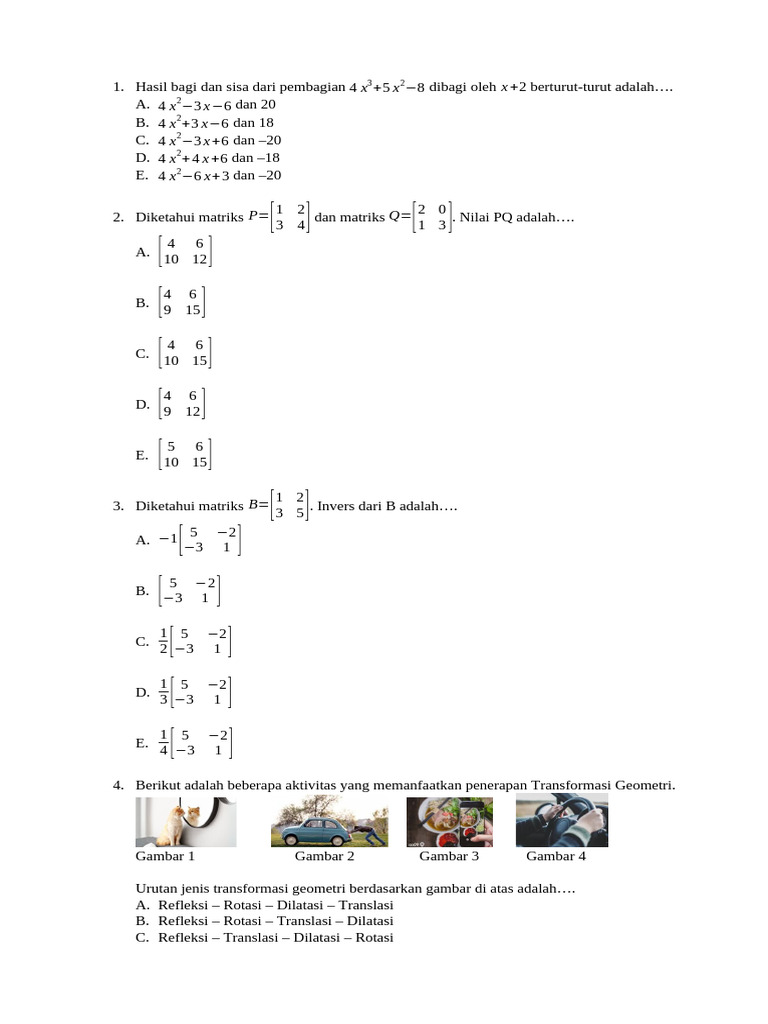 Soal PSAJ Mat Lanjut A | PDF