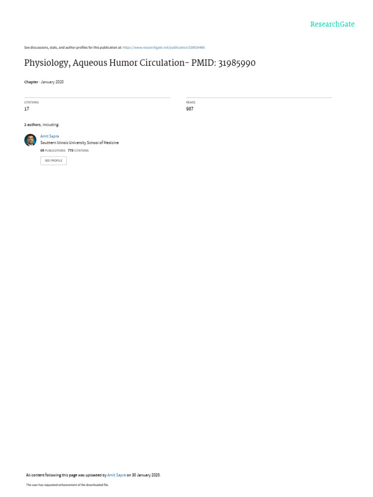 Physiology Aqueous Humor Circulation | PDF | Glaucoma | Medical Specialties