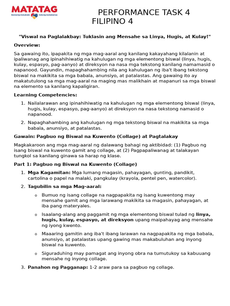 FILIPINO-4-PERFORMANCE-TASK-4 | PDF
