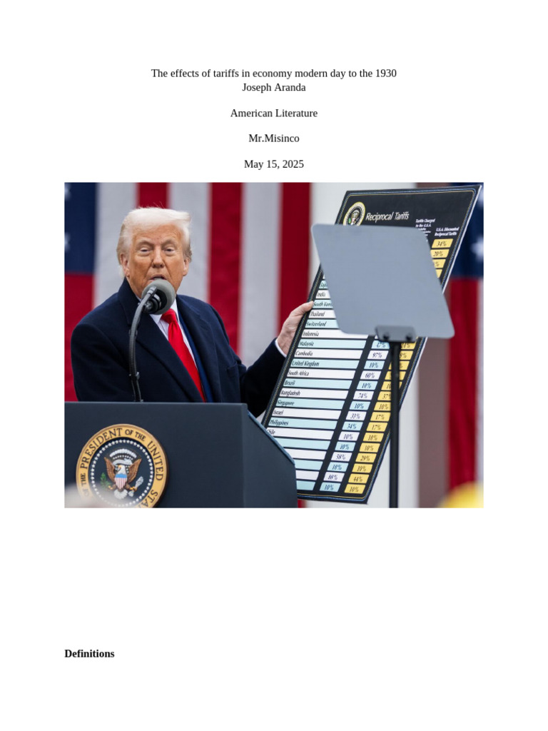 The Effects of Tariffs in Economy Modern Day To The 1930 | PDF | Tariff ...