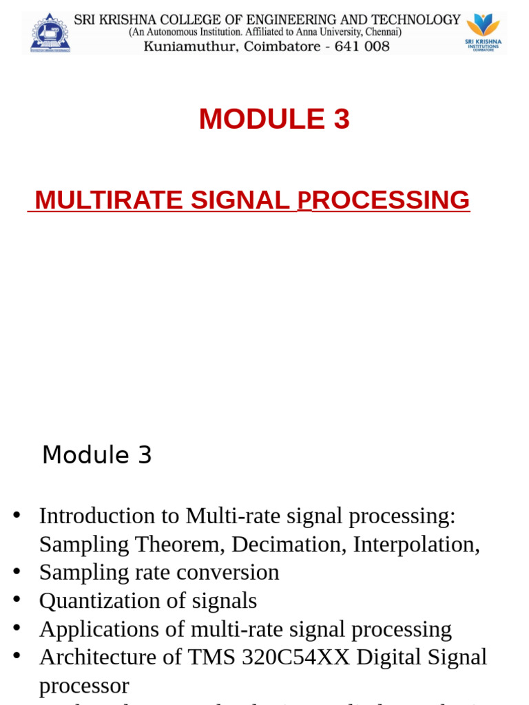 Multirate Signal Processing | PDF | Sampling (Signal Processing) | Digital Signal Processing