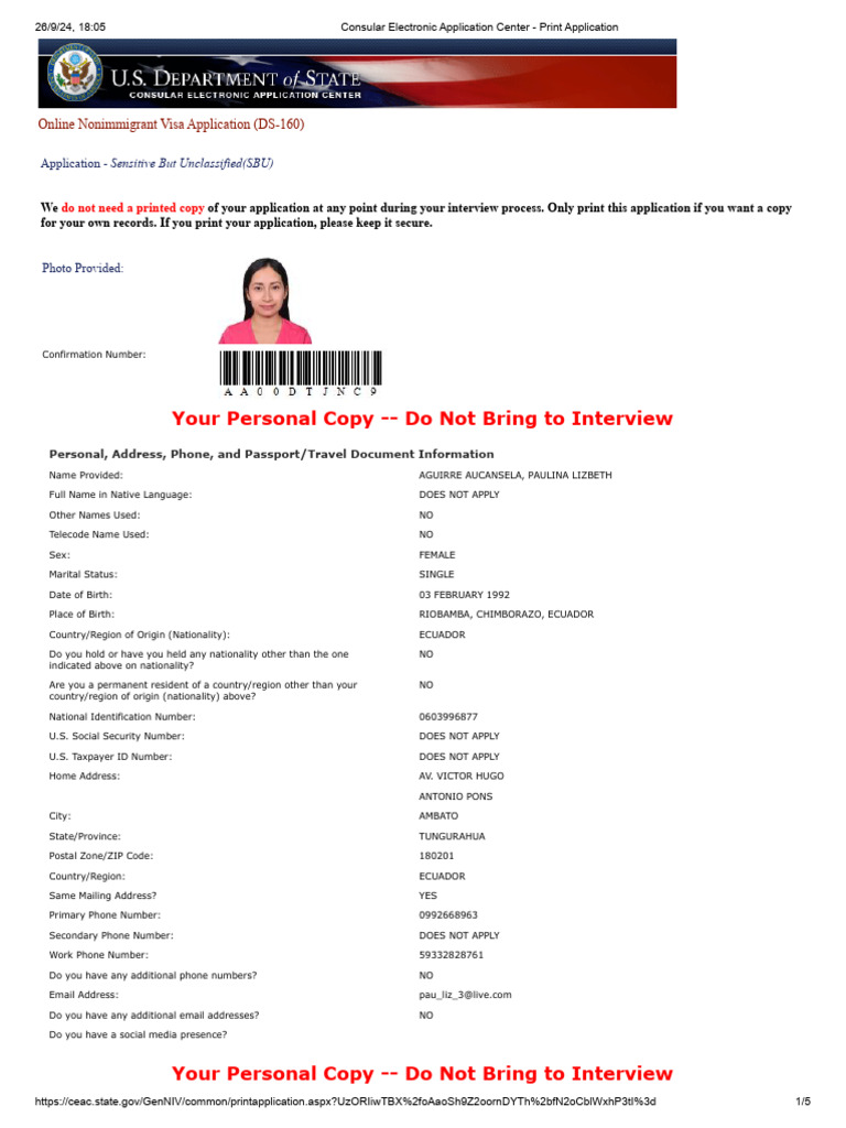 Consular Electronic Application Center - Print Application | PDF | Crimes | Crime & Violence