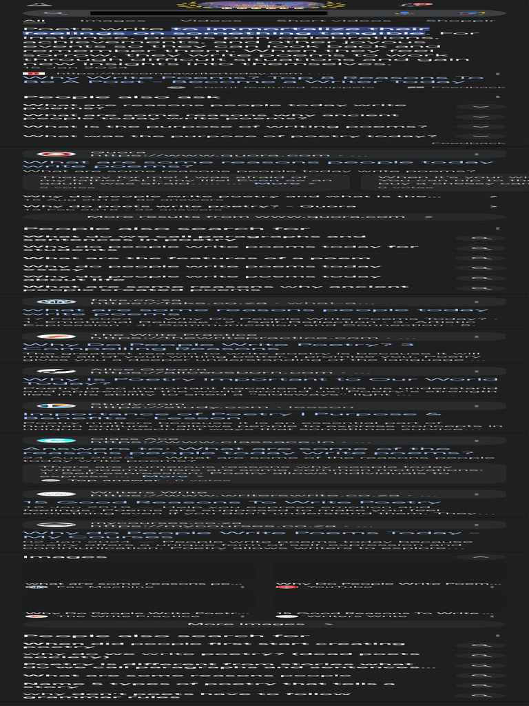 Why Do People Write Poems Today - Google Search | PDF | Poetry | Human ...