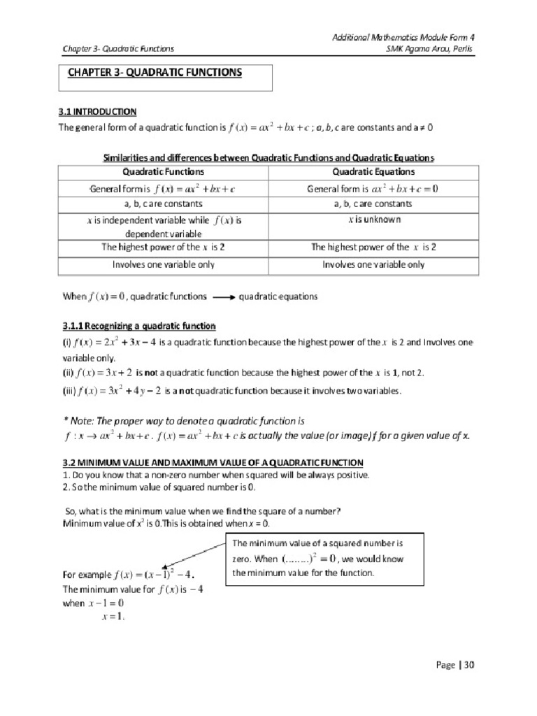 Chapter 3 Quadratic Functions | PDF
