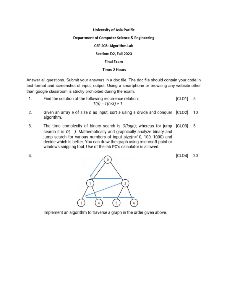 Algorithm Lab Final D2 | PDF