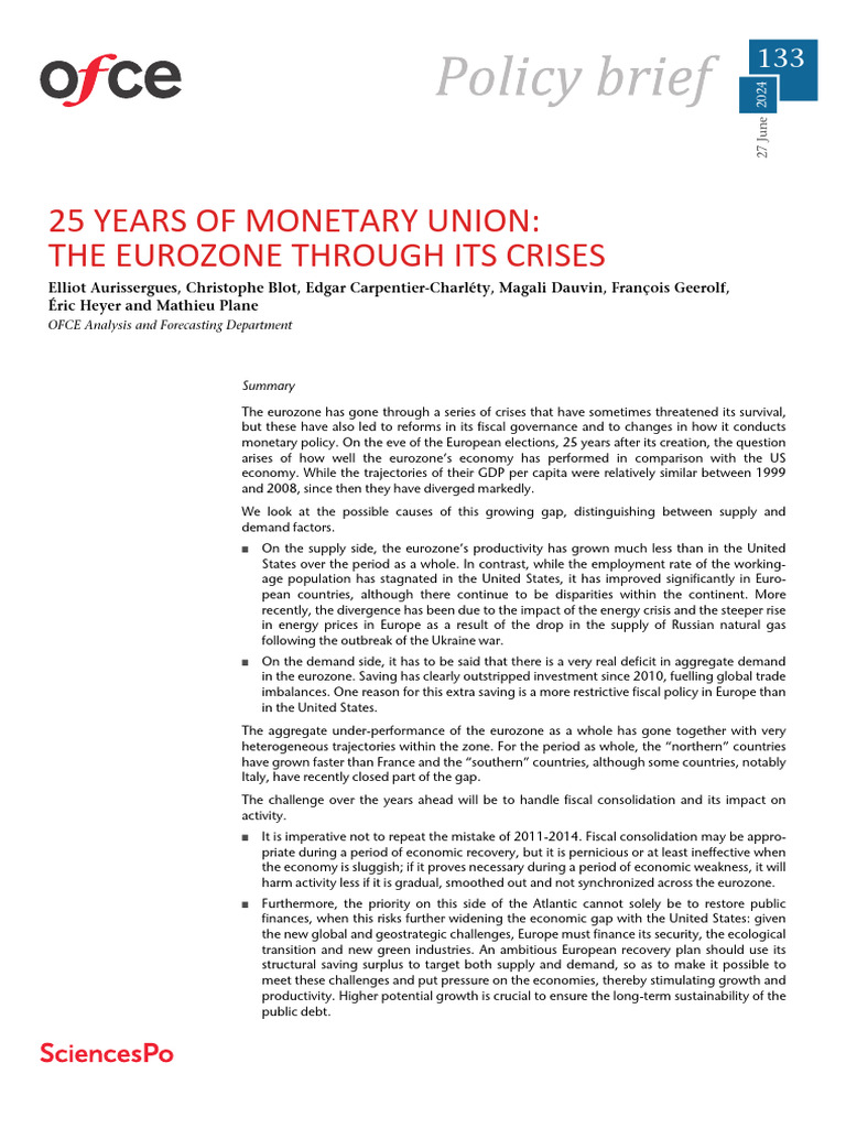 25 Years of Monetary Union: The Eurozone Through Its Crises | PDF | Balance Of Trade ...