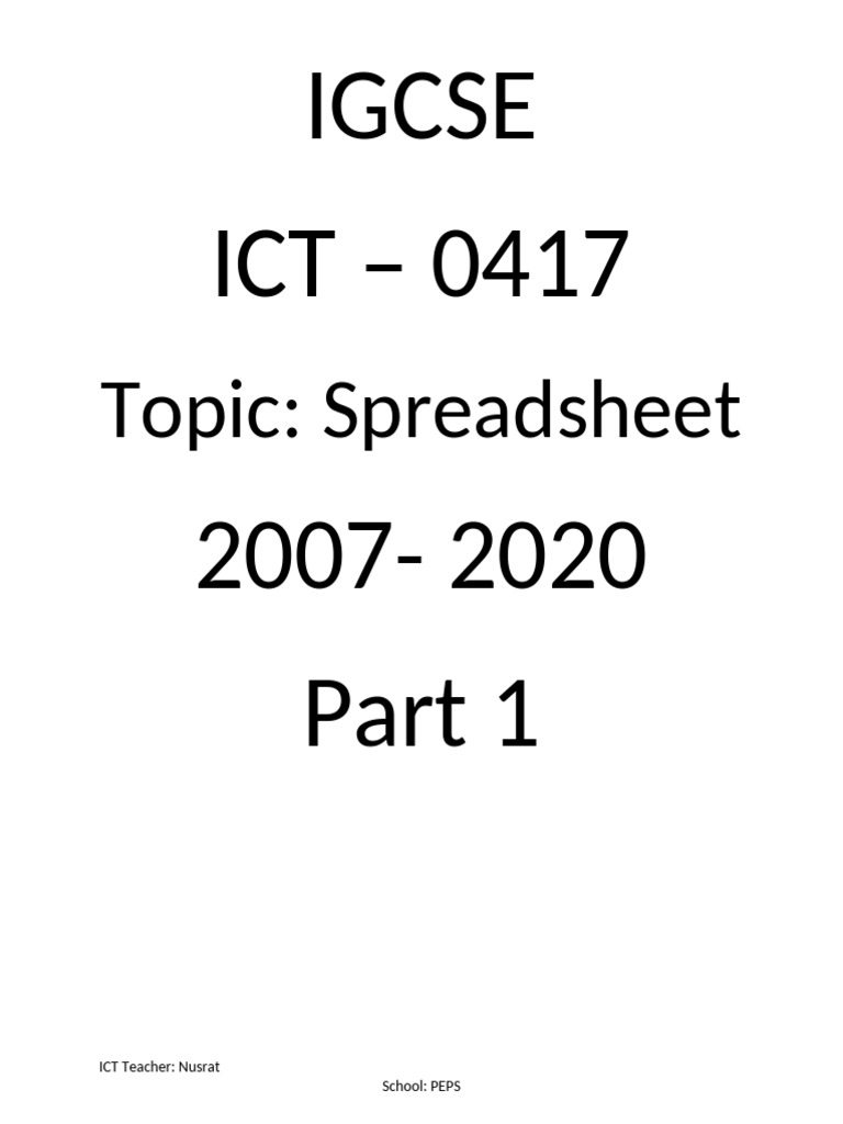 Spreadsheet Part 1 question | PDF