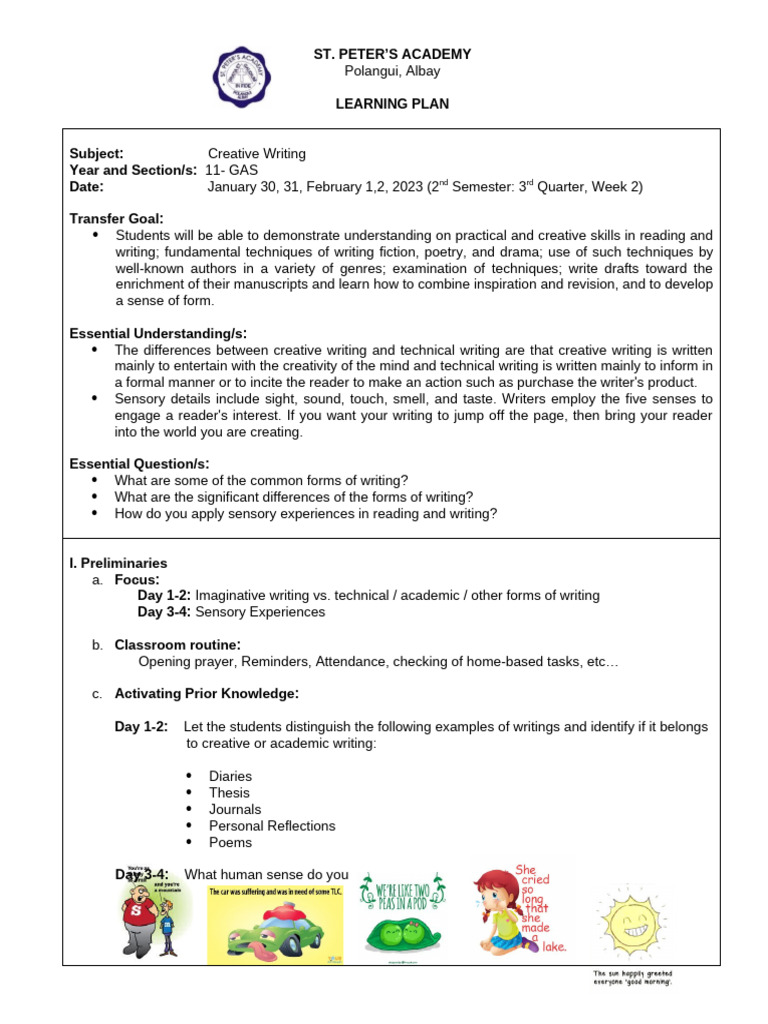 Q3 Creative Writing 11 Week 2 | PDF | Senses | Poetry