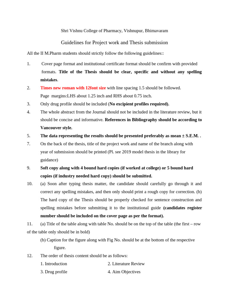 Guidelines for thesis submission | PDF | Thesis | Medical Specialties