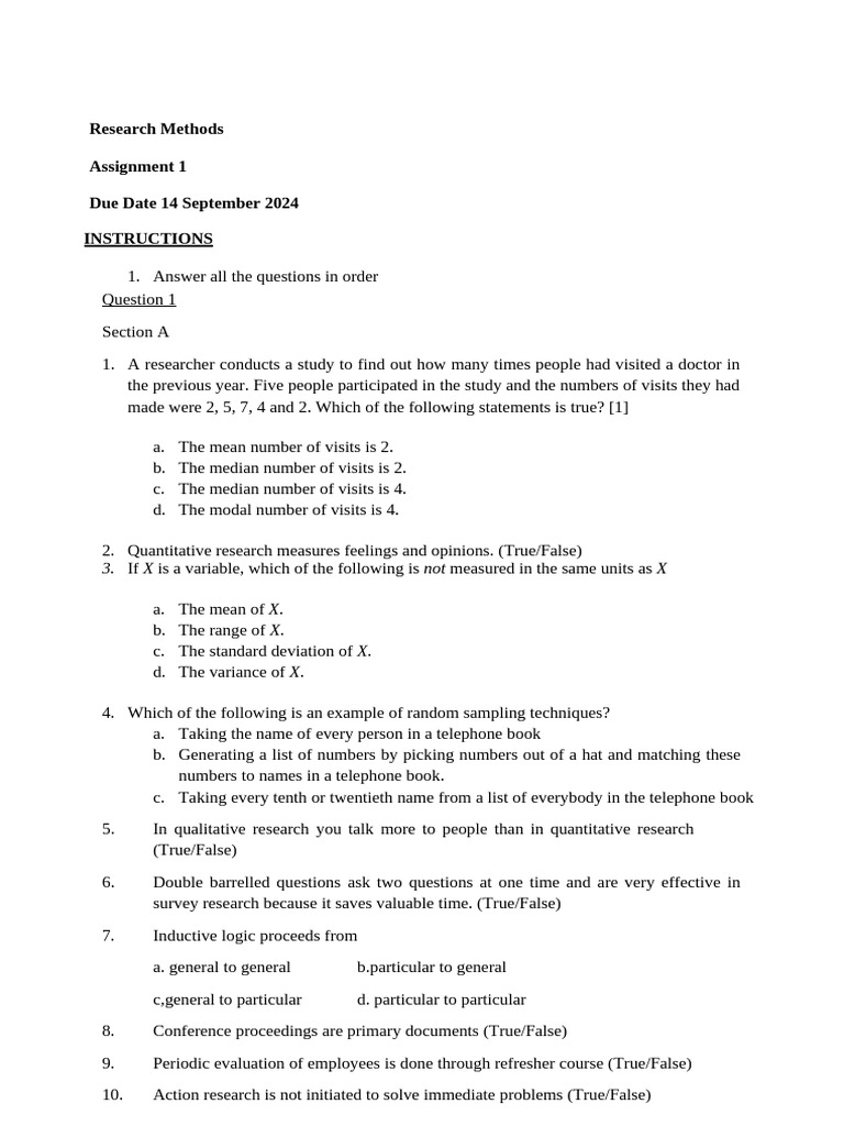Research Methods Assign 1 & 2 | PDF | Survey Methodology | Evaluation ...