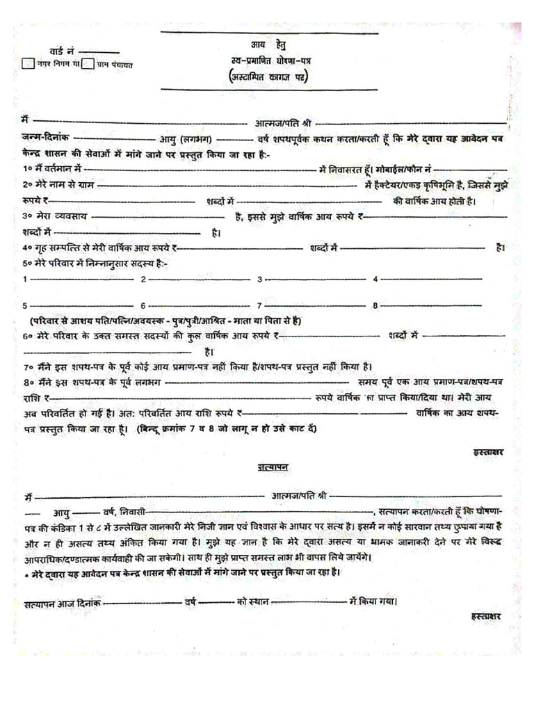 Income Declaration From | PDF