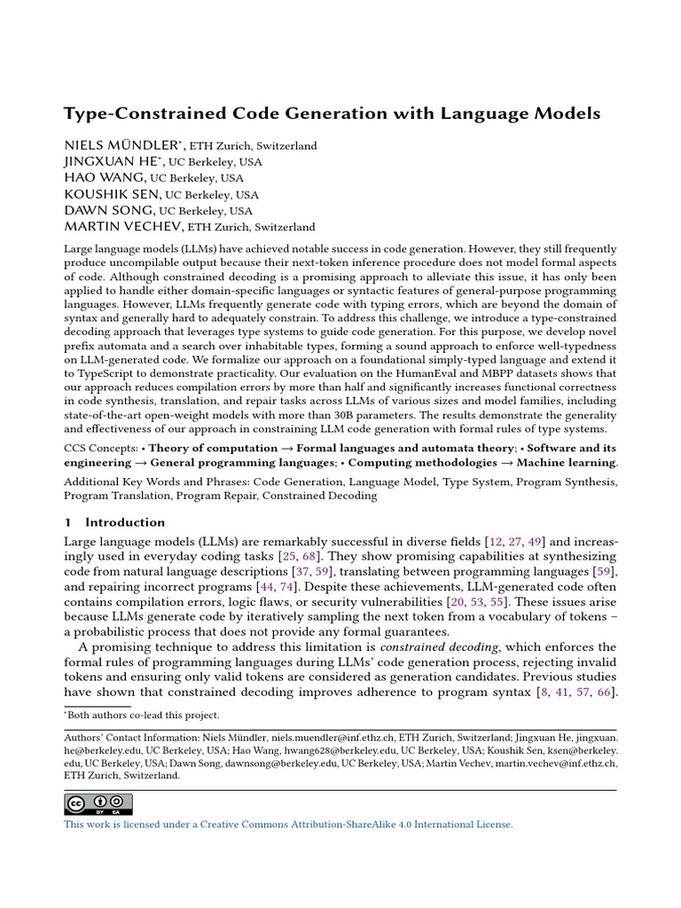 Type-Constrained Code Generation With Language Models | PDF | Automata Theory | Parsing