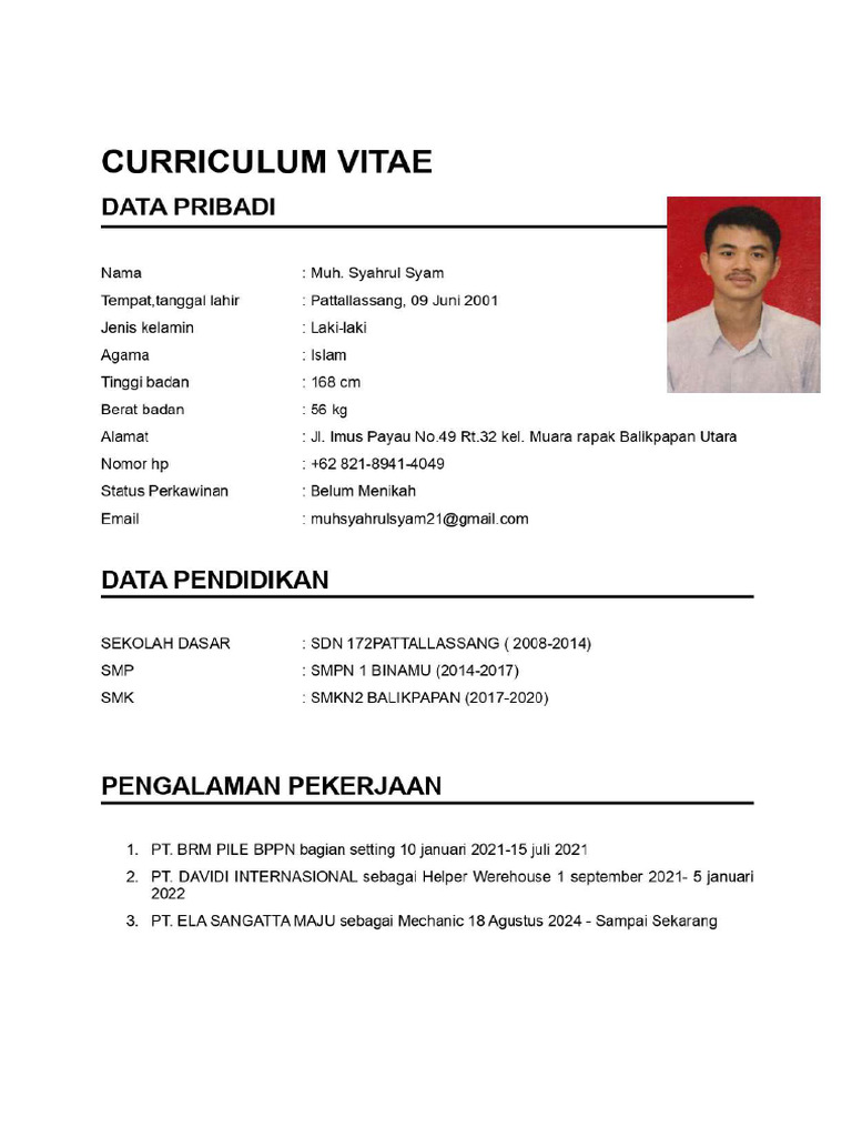Mechanic Muh Syahrul Syam | PDF