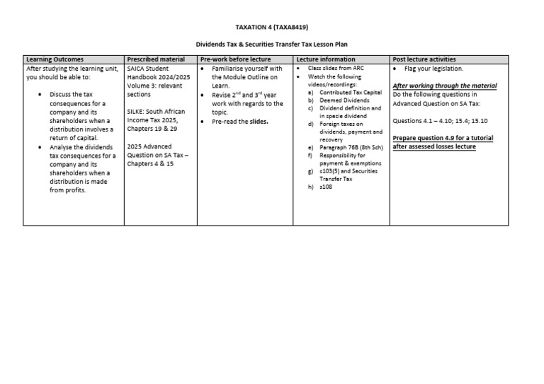 Dividends & Securities Transfer Tax Guide | PDF | Dividend | Taxes