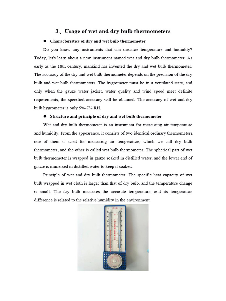 3.usage of Wet and Dry Bulb Thermometers | PDF | Thermometer | Meteorology