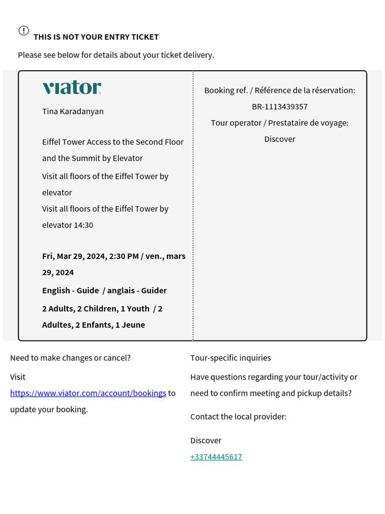 Ticket Viator Tina Karadanyan BR 1113439357 | PDF