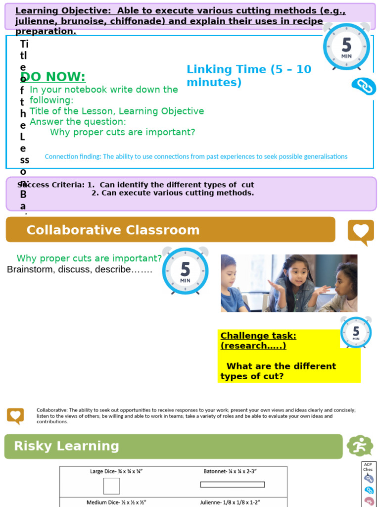 Lesson 6 - Basic Knife Skills:Cutting Techniques | PDF | Behavior Modification | Cognitive Science