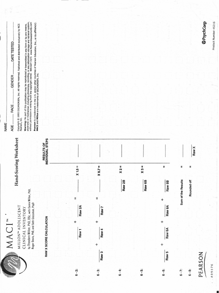 MACI Worksheet PDF | PDF
