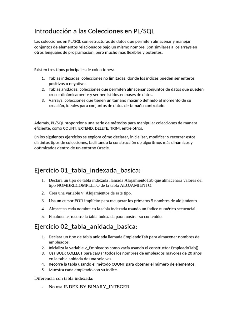 COLECCIONES | PDF | Pl / Sql | SQL