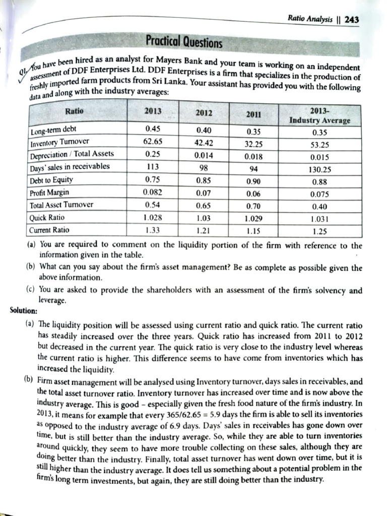 Ratio Analysis Questions | PDF | Balance Sheet | Equity (Finance)