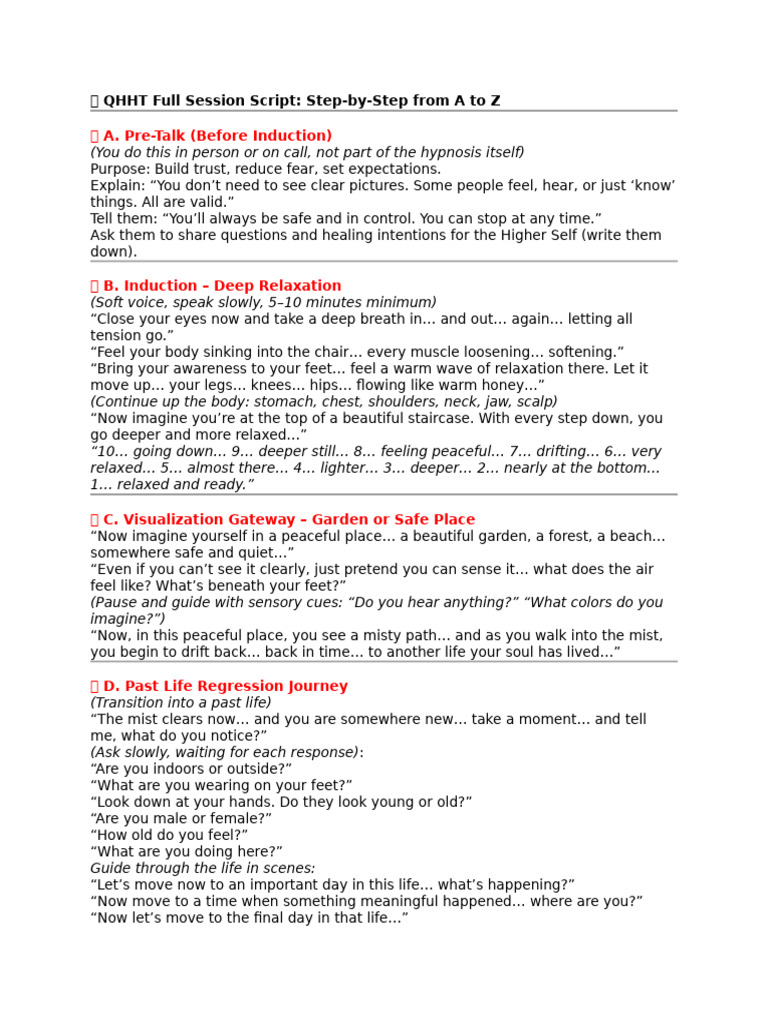? QHHT Full Session Script | PDF | Consciousness | Psychology