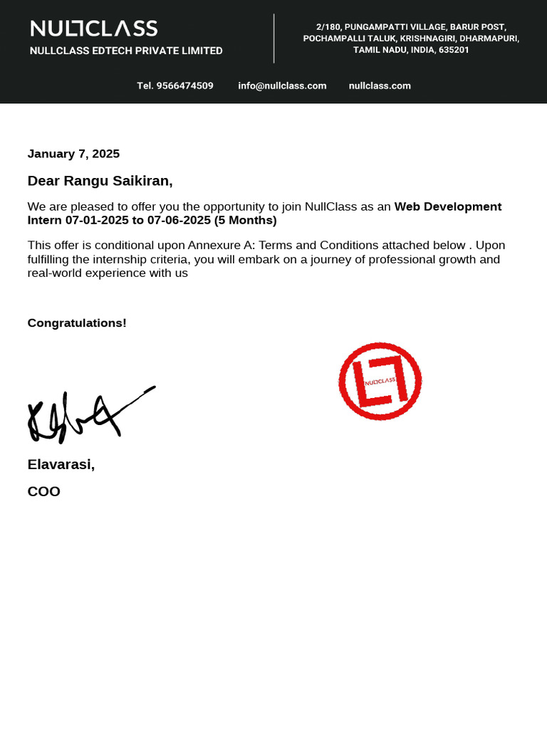NullClass-Web Development-Intern-OL | PDF | Web Development | Business