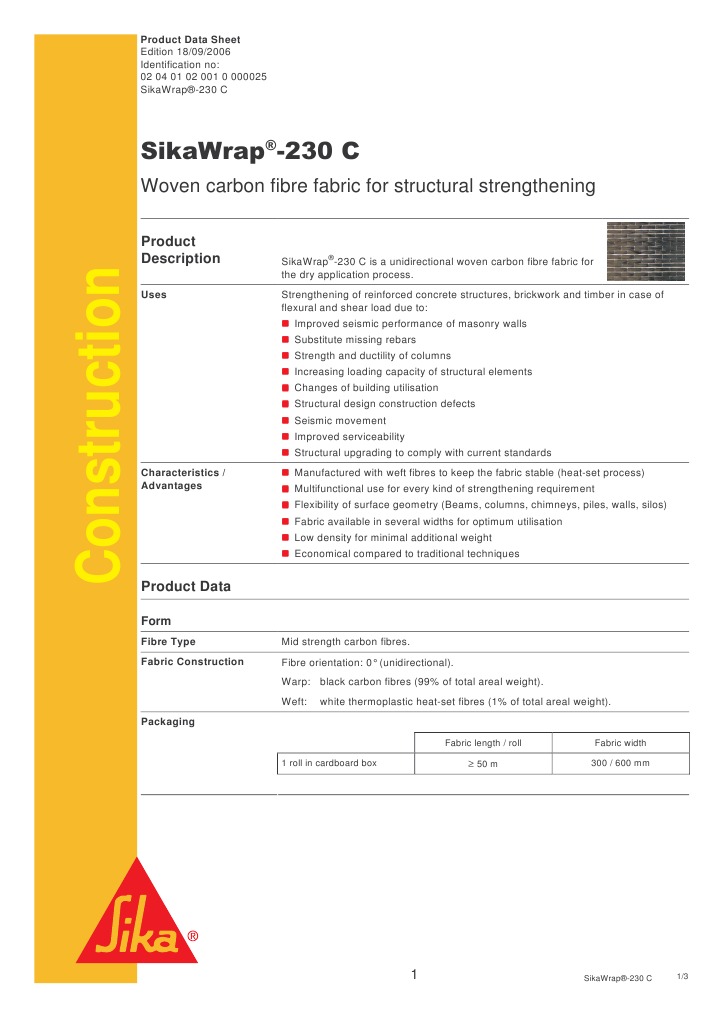 SikaWrap-230 C | PDF | Textiles | Lamination