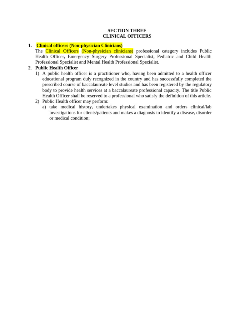 Clinical Officers' Roles and Scope | PDF | Health Professional | Mental ...