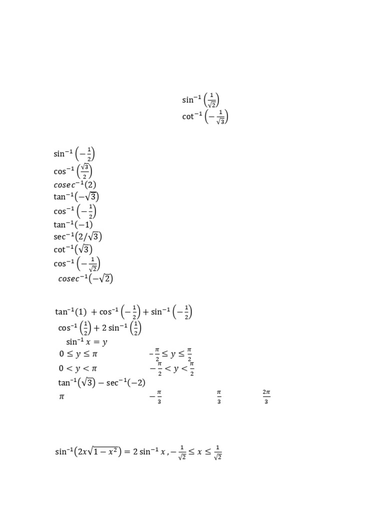 2 INVERSE TRIGONOMETRIC FUNCTIONS (Corrected) | PDF | Trigonometric ...