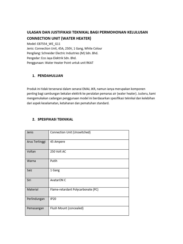 Ulasan - Justifikasi - Teknikal - Connection - Unit - E87554 - WE - G11 BY AR | PDF