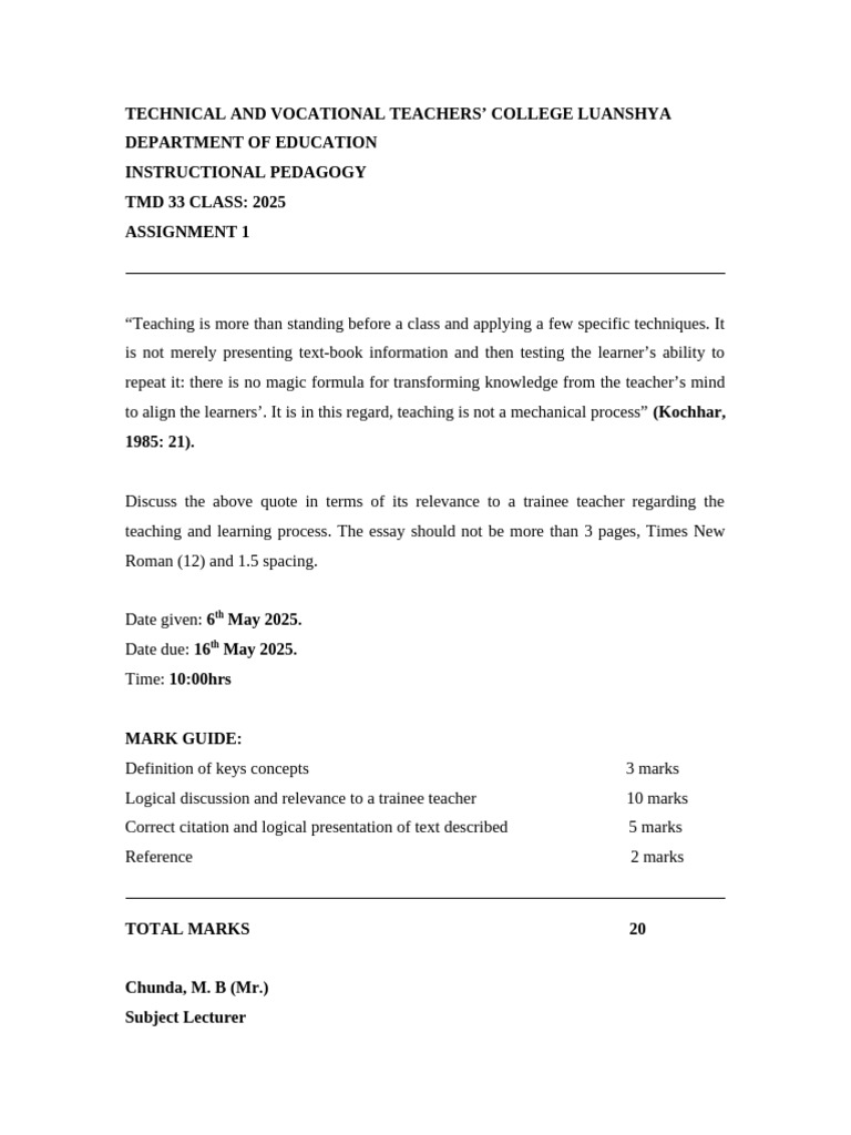 Instructional Pedagogy Assignment 1 | PDF