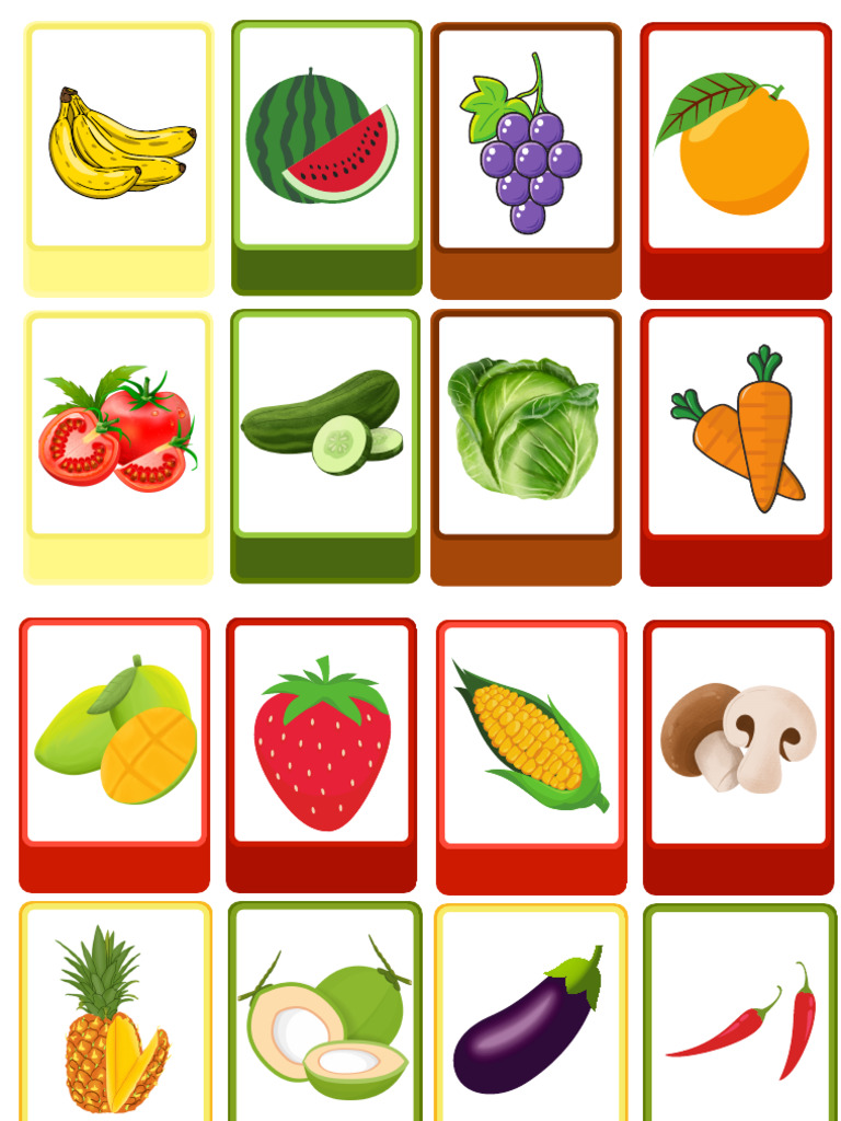 Science Fruits Flashcard in Colorful Illustrative Style | PDF