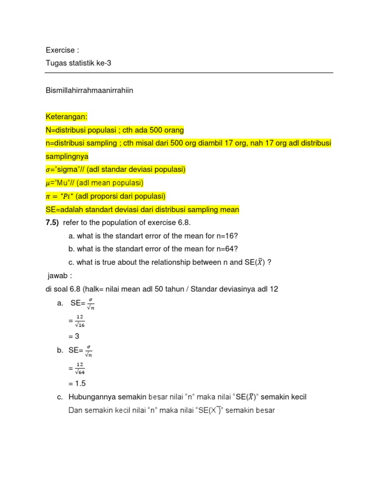 Tugas Statistik Ke-3 | PDF | Standard Error | Errors And Residuals