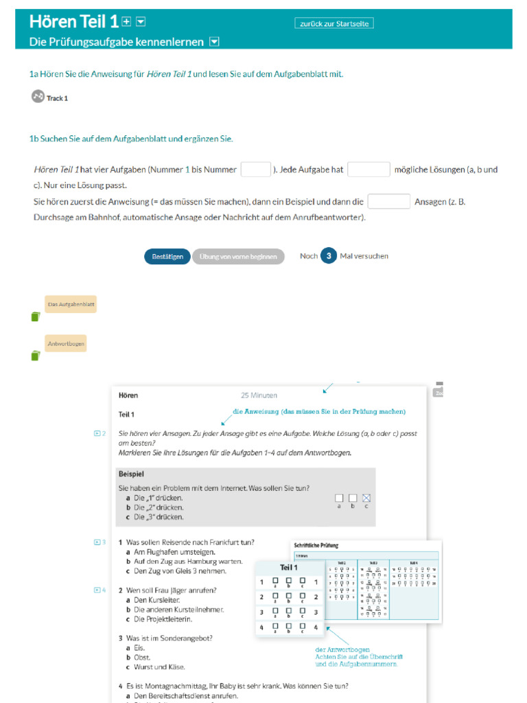 Mit Erfolg Zum Deutsch-Test Für Zuwanderer A2-B1 (DTZ) Hören 1 | PDF