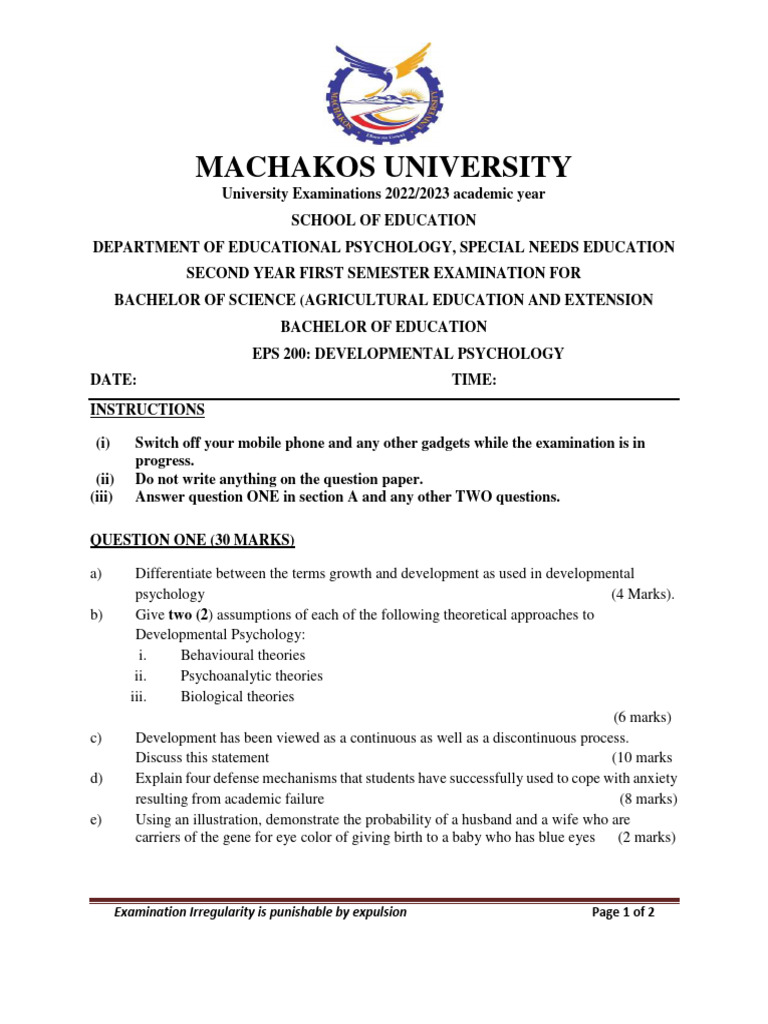 Eps 200 Developmental Psychology | PDF | Cognitive Development ...