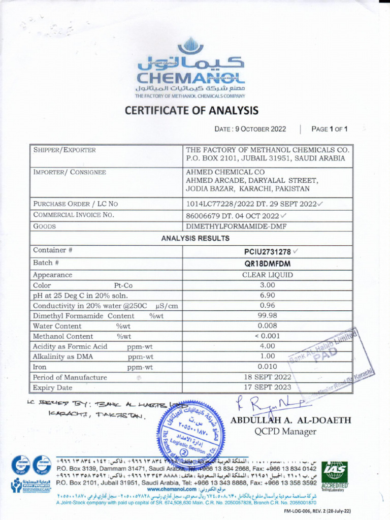 Dimethylformamide (DMF) Oct 2022 | PDF