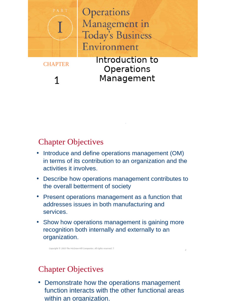 Chapter 1 Introduction To Operations Management Pdf Operations