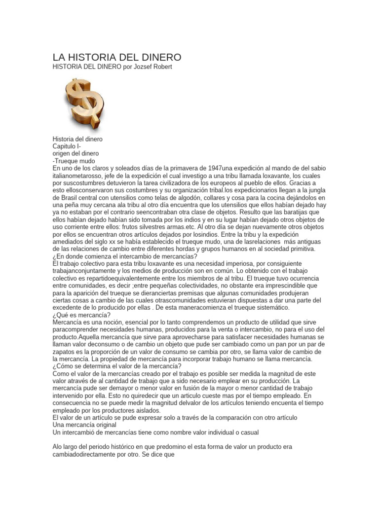 La Historia Del Dinero | PDF | Moneda | Dinero