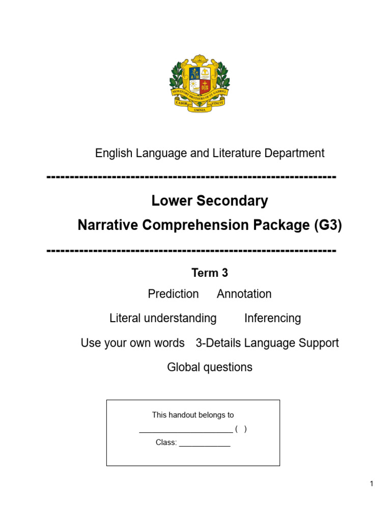Narrative Compre Sec 1G3 Package | PDF | Reading Comprehension ...