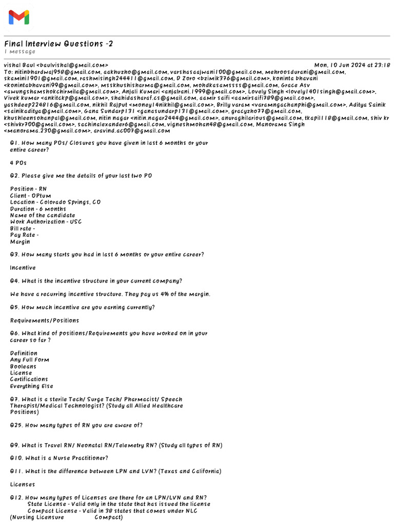 Gmail - Final Interview Questions - 2 | PDF | Health Sciences | Public Services